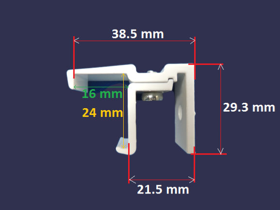 Support pour rail rideau 24x16mm face en applique